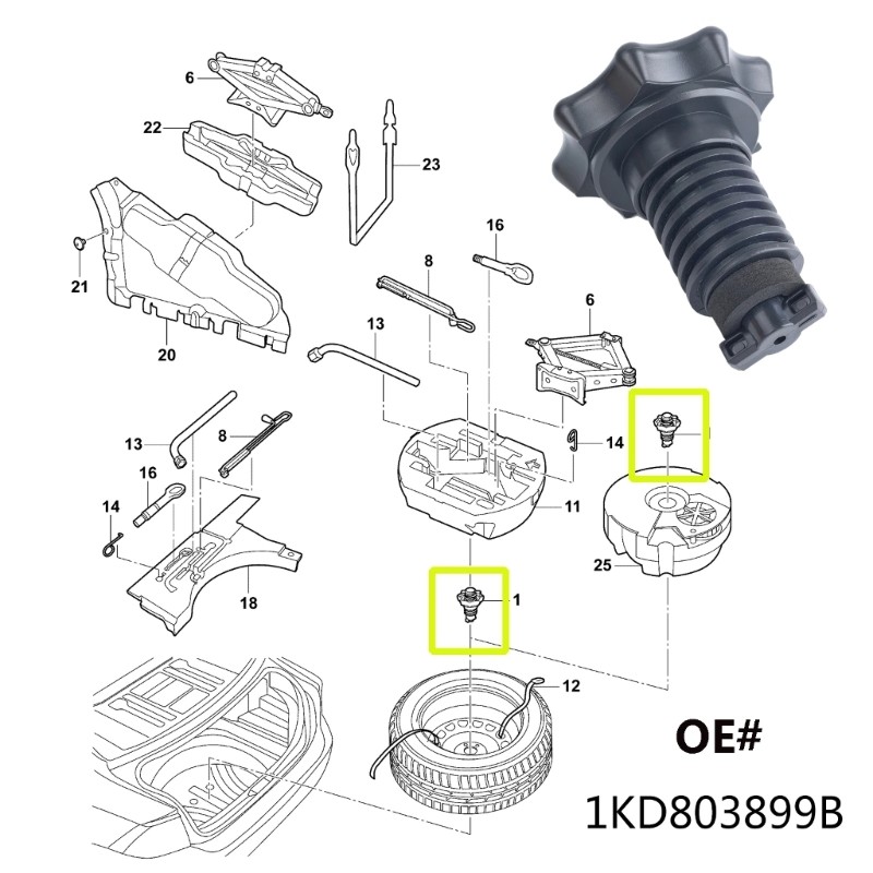 Tie Down Bolt Retainers Clip Spare Tire Hold Screw for Golf 6 MK6 ...