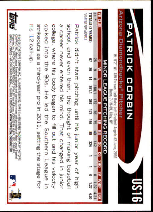 2012 Topps Update #US16 Patrick Corbin RC Rookie D-Backs Nationals | eBay