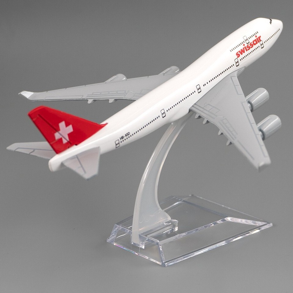 16cm Aircraft Boeing 747 Swiss Air B747 Model Alloy Plane Toys Xmas ...