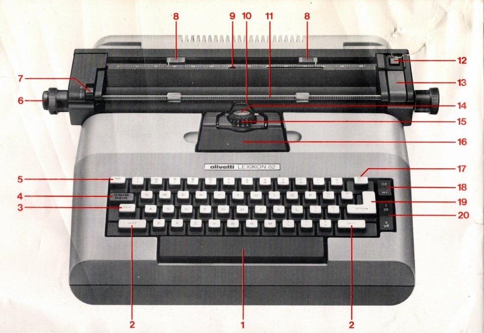 OLIVETTI LEXIKON 82 TYPEWRITER INSTRUCTION MANUAL Antique User Standard ...