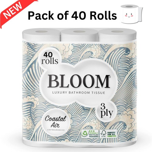 Bloom 3 Ply Quilted Luxury Toilet Tissue Ultra Soft 40 Rolls Pack of 4 ...