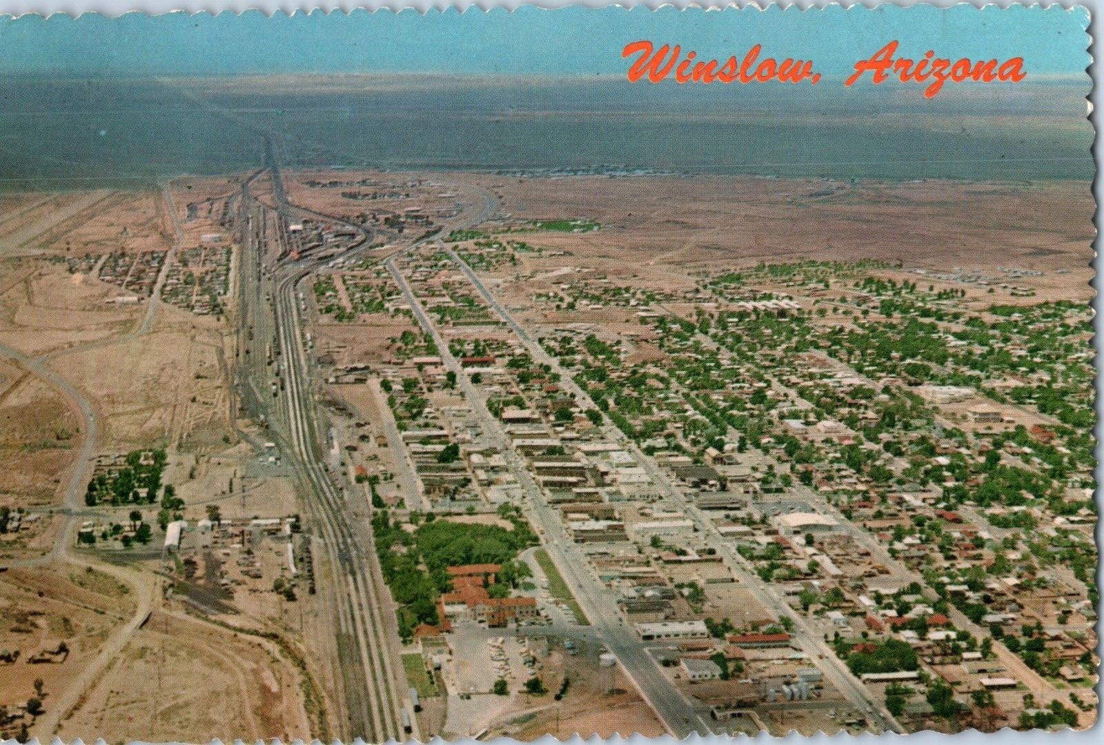 Aerial View Famous Highway 66 in Winslow Arizona Petley Postcard | eBay