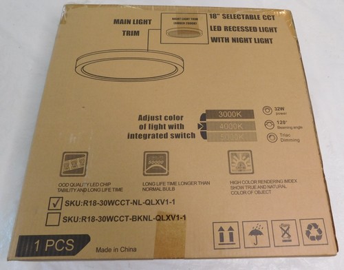 18 Inch LED round Flat Panel Light, White, 32W, 3200Lm, 3000K/4000K ...