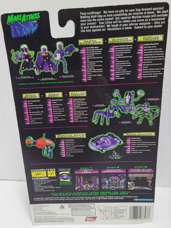1996 TRENDMASTERS MARS ATTACKS PAEEC OVERLORD ACTION FIGURE **MINT ON ...