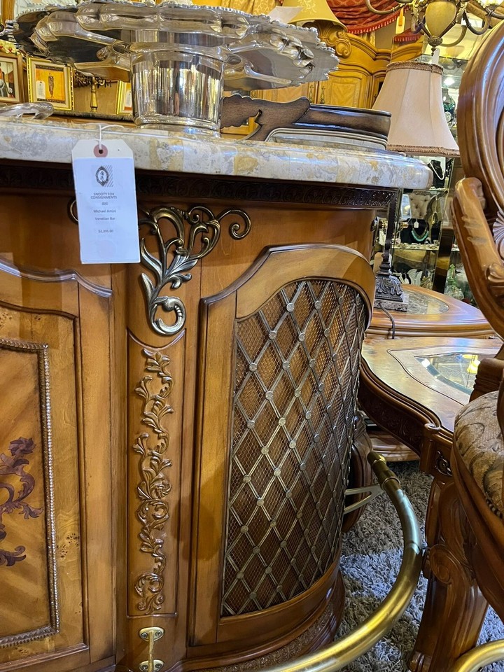 AICO by Michael Amini Venetian bar with marble top | eBay