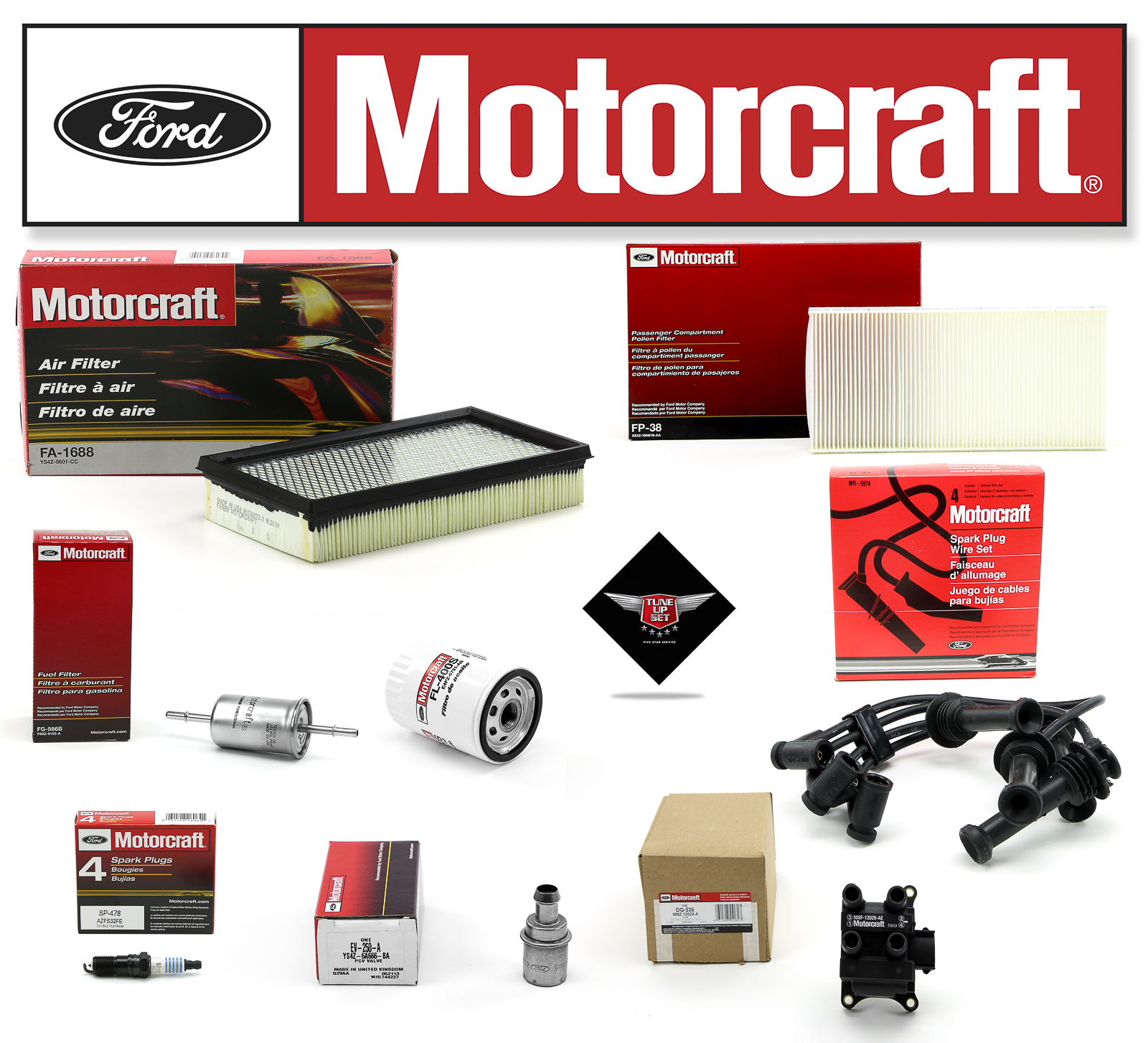 Tune Up Kit 2000-2003 Ford Focus 2.0L L4 DOHC DG536 SP478 WR5974 FA1688 ...