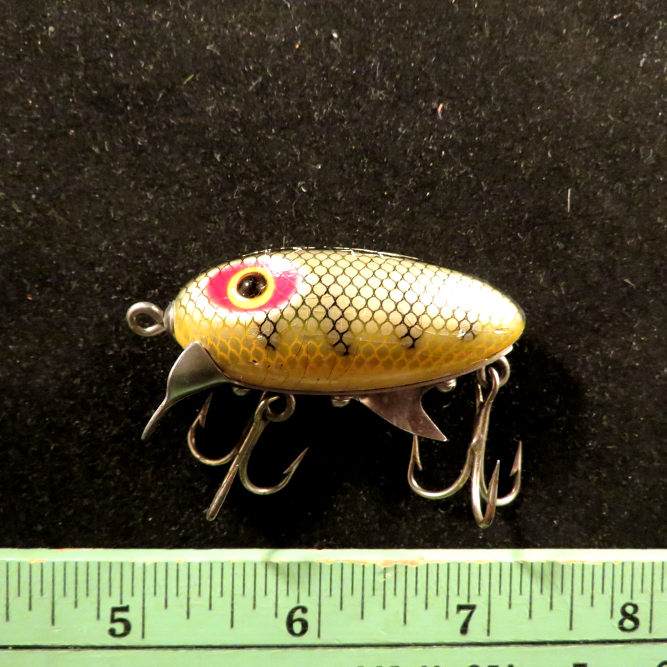Vintage C.A. Clark Water Scout 2 1/4” Pressed Eyes Old Wood Dent Eye ...