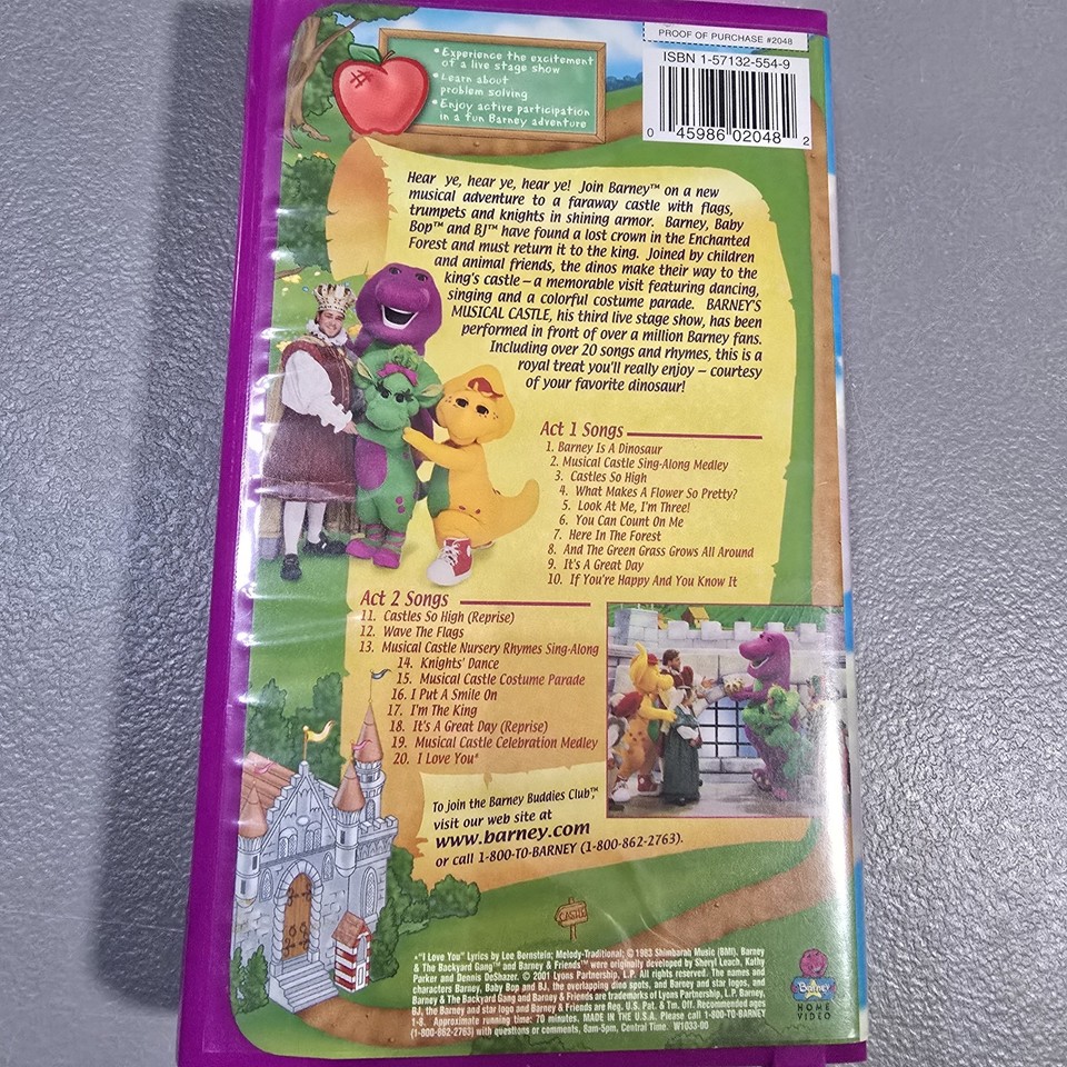 Barney's Musical Castle: Live! VHS 2001 Never Seen On TV Kids Sing ...