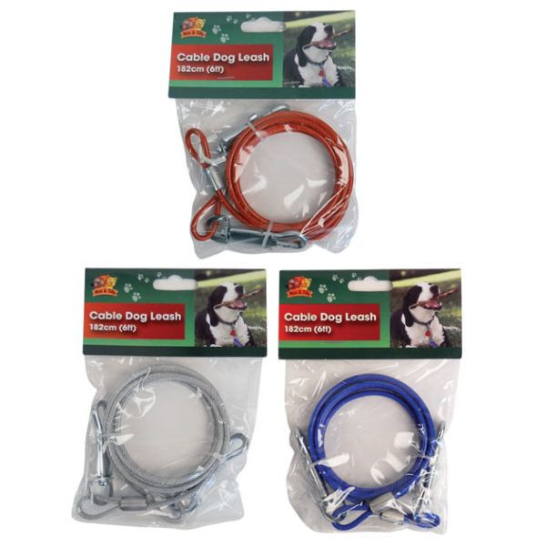 Dog Tie Out Cable Tether Lead Camping Tent Garden 1.5M Steel Cable New ...