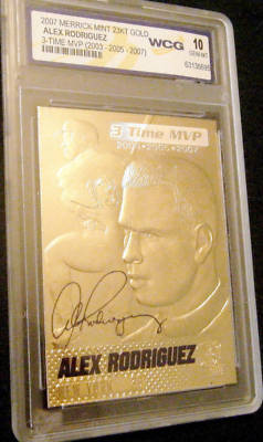 ALEX RODRIGUEZ LIMITED EDITION WCG GEMMT 10 AUTOGRAPHED 23KT GOLD CARD ...