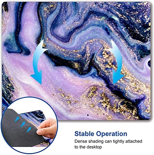 Mouse Pad, Purple Navy Gold Marble Mouse Pad, Premium-Textured 40 ...