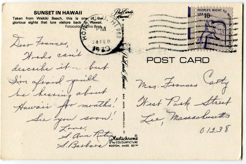 Standard Chrome Postcard - Honolulu, Hawaii - Sunset at Waikiki Beach ...