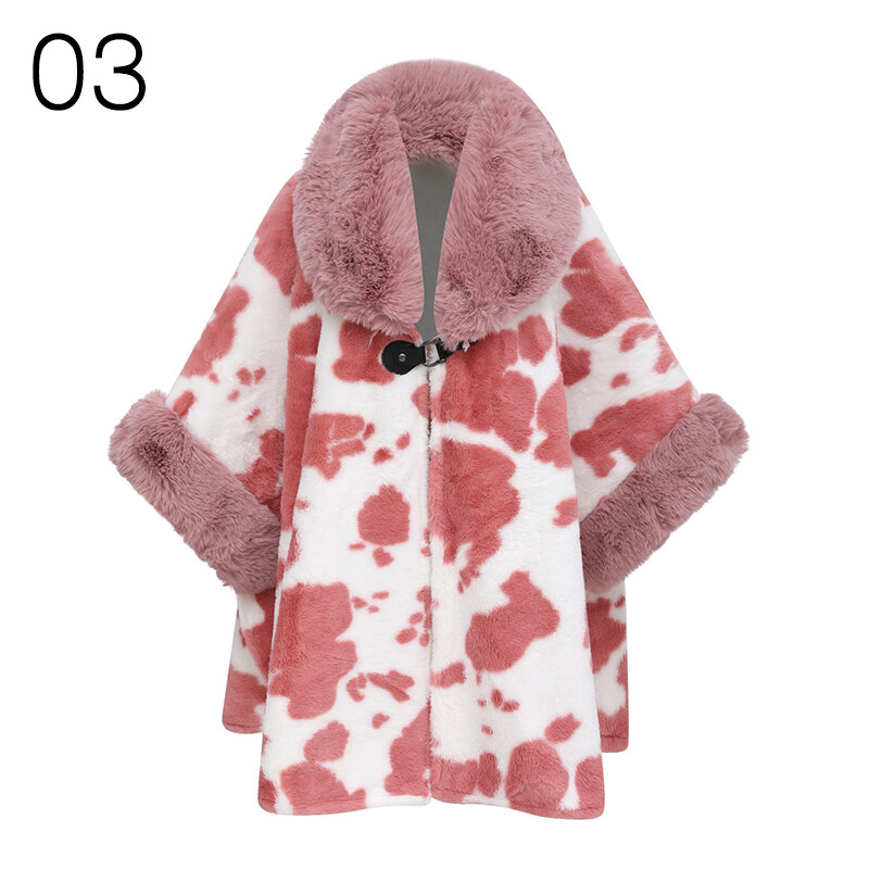 Luxury Imitated Rex Rabbit Fur Cape Loose Leopard Collar Cape Shawl ...
