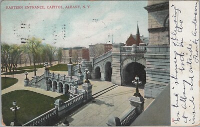 c1905 Albany New York East Entrance State Capitol birds eye view ...