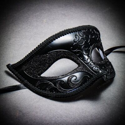 Black Venetian Classic Masquerade Costume Eye Mask For Ball Prom ...