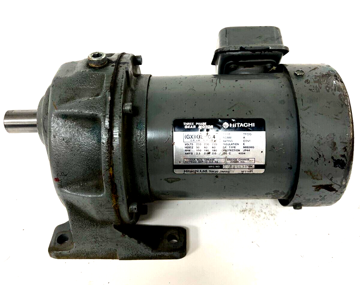 HITACHI THREE PHASE GEAR MOTOR GX IGE-04 1-1/2" SHAFT KEYWAY 1' X 1/4 ...