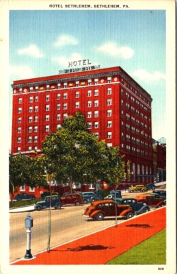 PA Bethlehem, Hotel Bethlehem, Street View, Old Cars, Linen Unp Klein ...