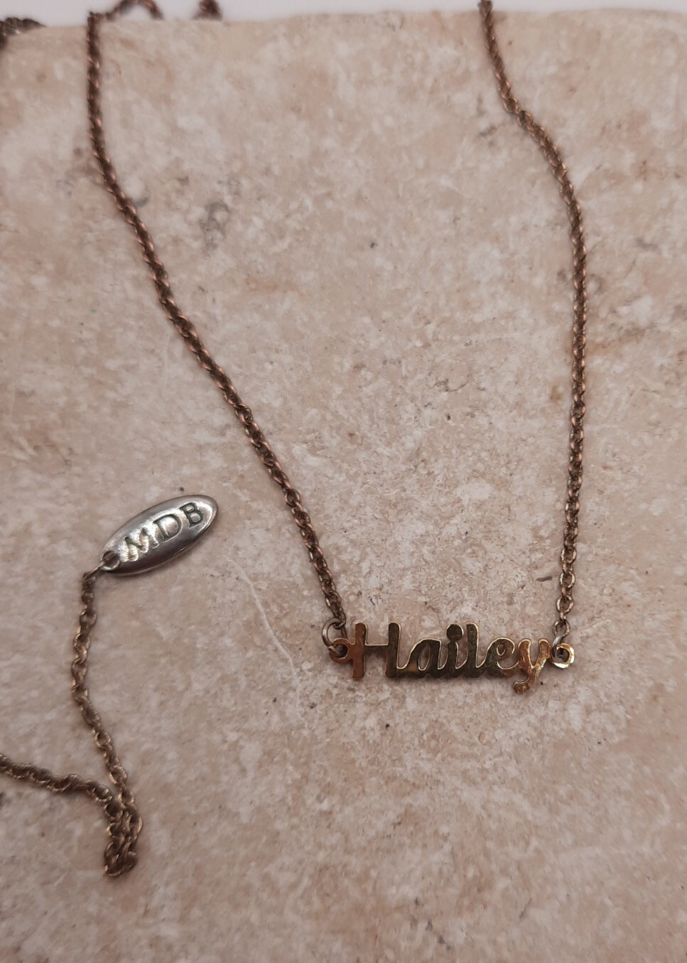 MBD Signed Gold Tone Necklace Name Hailey | eBay