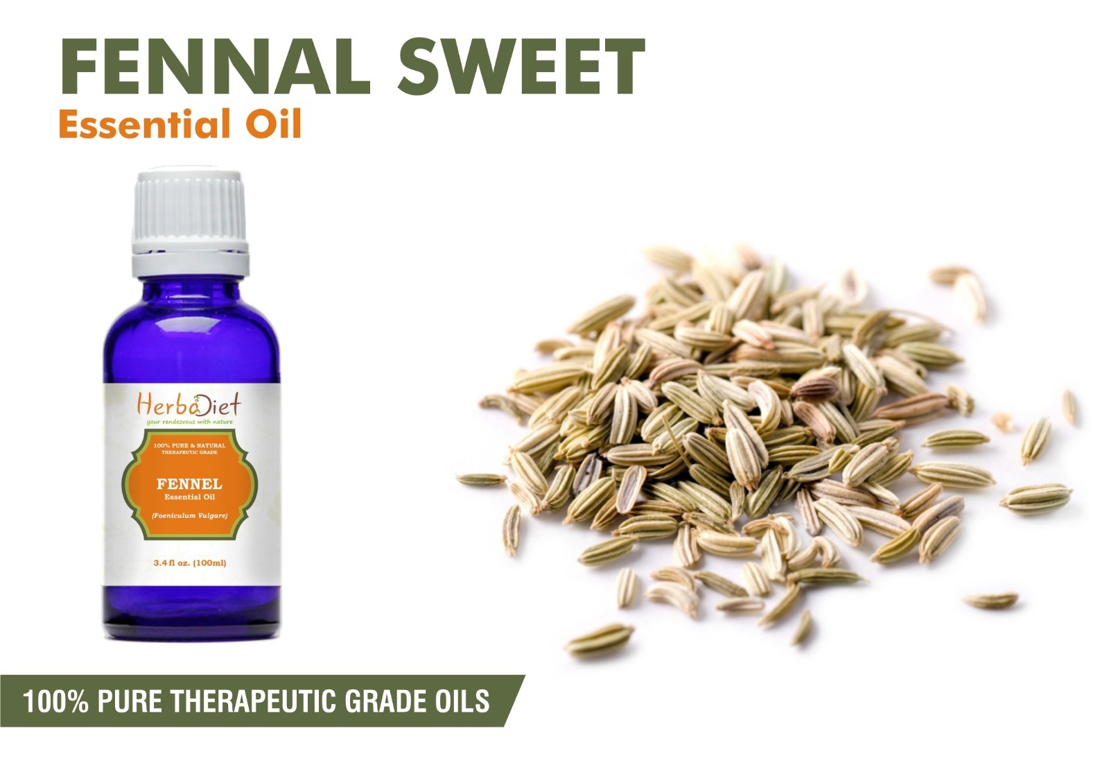 Fennel Sweet Essential Oil 100% Pure Natural Aromatherapy Therapeutic ...