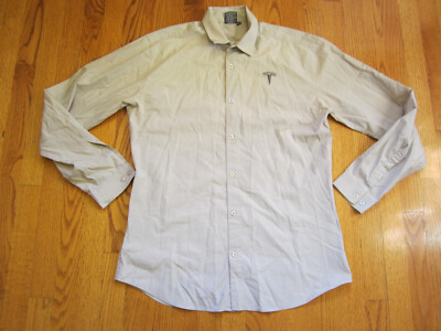 TESLA Motors Embroidered logo Employee DRESS SHIRT Large Taupe LG ...
