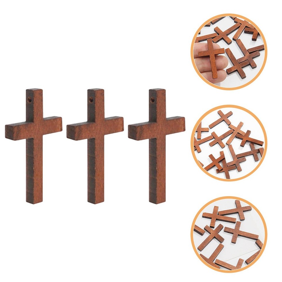 40 Pcs Wooden Cross Jewelry Charms Small Wood Crosses for Crafting ...