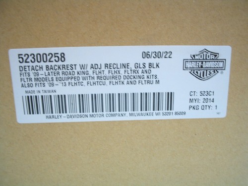 Black Premium Detachable Backrest - Adjustable Recline 52300258 Harley ...