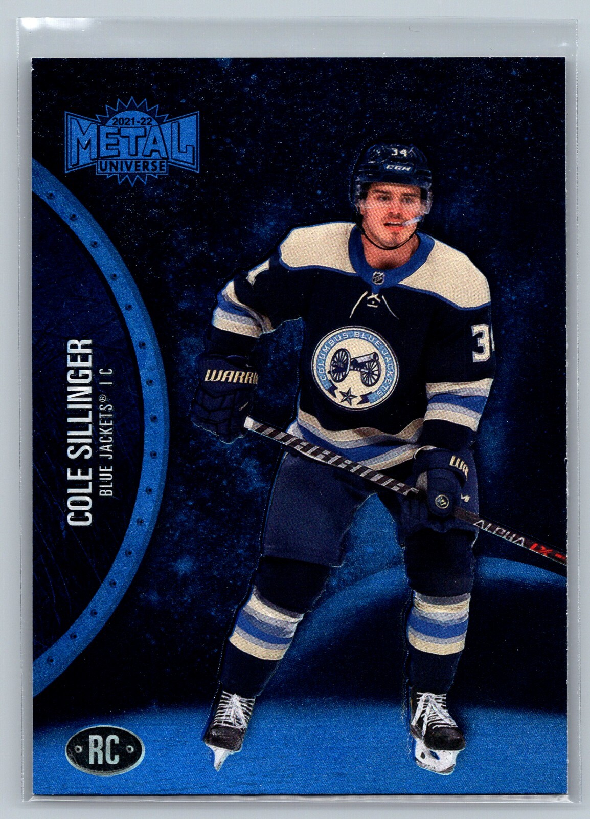 Cole Sillinger 2021-22 Skybox Metal Universe Blue Spectrum Rookie Card ...