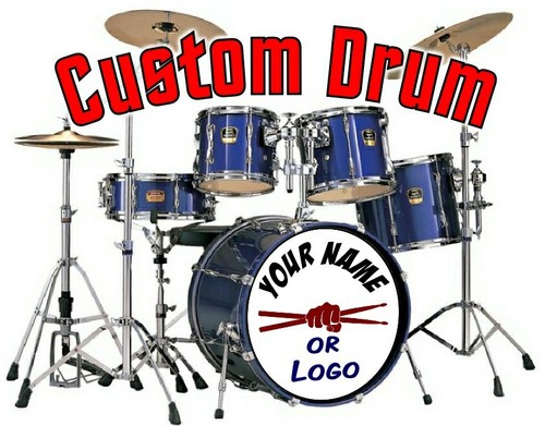 CUSTOM PERSONALISED BAND NAME OR LOGO DRUMKIT DECAL STICKER bass drum ...