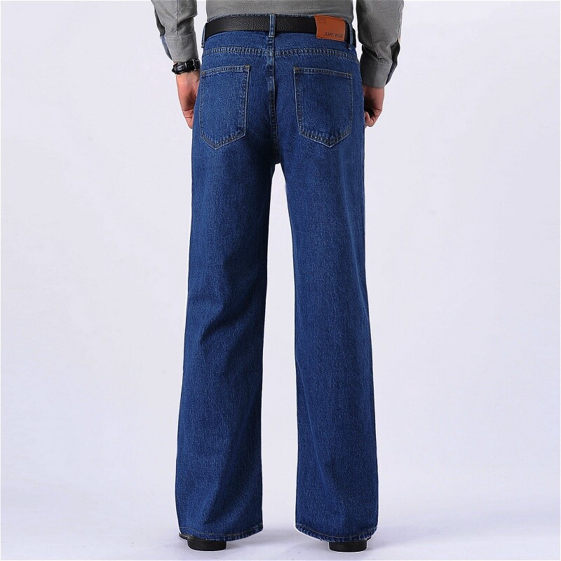 Men Bell Bottom Jeans Retro Flared Denim Pants Wide Leg Long Trousers ...