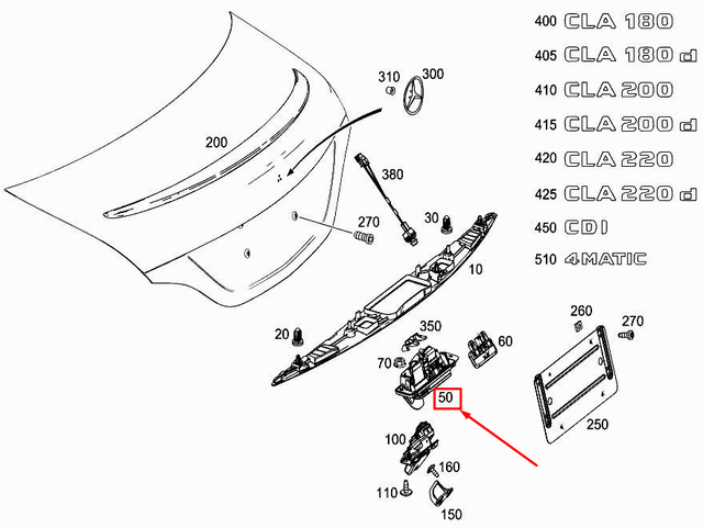 MERCEDES BENZ S Class W222 Rearview Camera Handle Opener A2227500593 ...