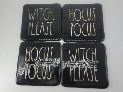 Rea Dunn Black Halloween Coasters Hocus Pocus Witch Please Set Of 4 | eBay