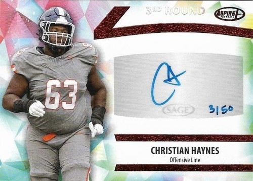 CHRISTIAN HAYNES 2024 SAGE Aspire RC AUTO 3/50 Red #ASP-CH UConn ...