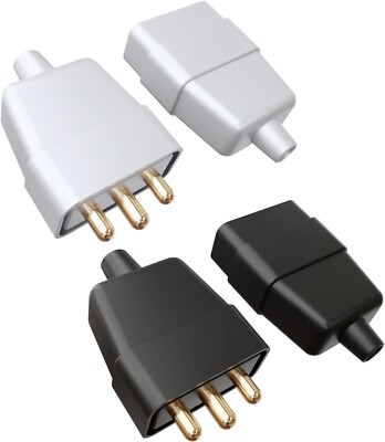 3 Pin 10 Amp In-line Mains Electric Cable Joiner 250v In Line Coupler ...