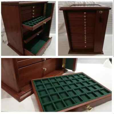 Medal holder in real wood and Italian Velvet 13 Drawers color a... | eBay