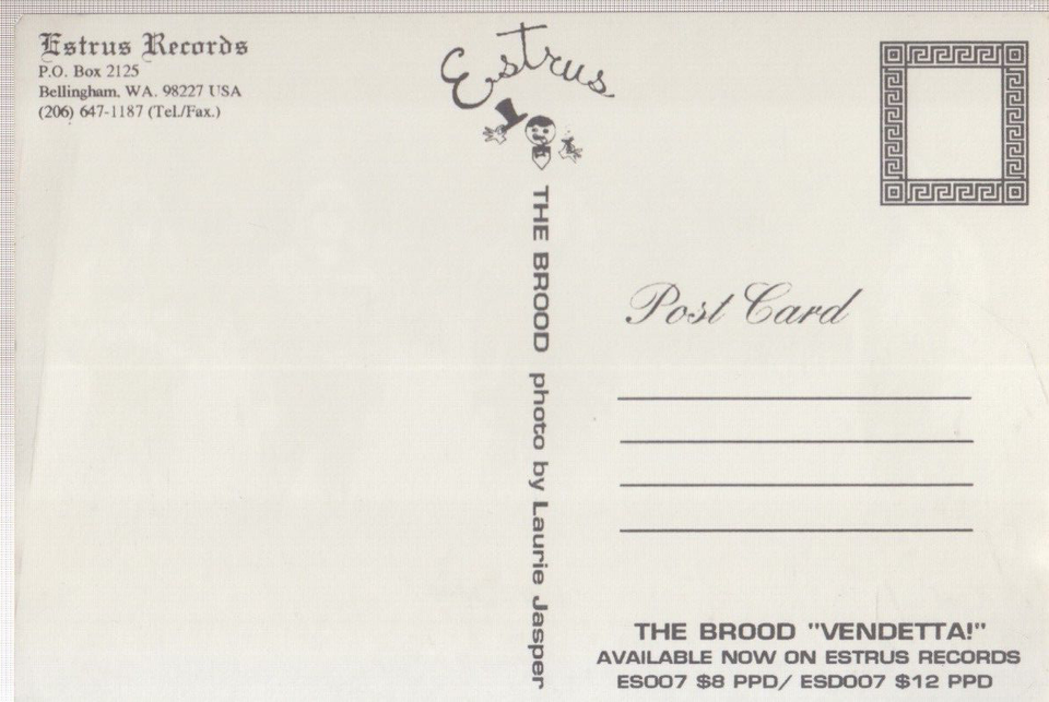 the brood vendetta promo postcard from estrus records | eBay