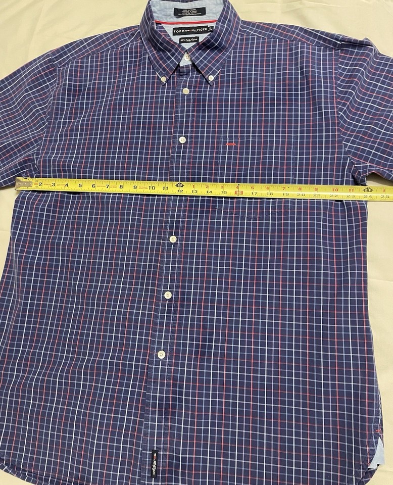 Tommy Hilfiger Mens XL Short Sleeve Button Down Shirt 80s 2ply Fabric ...