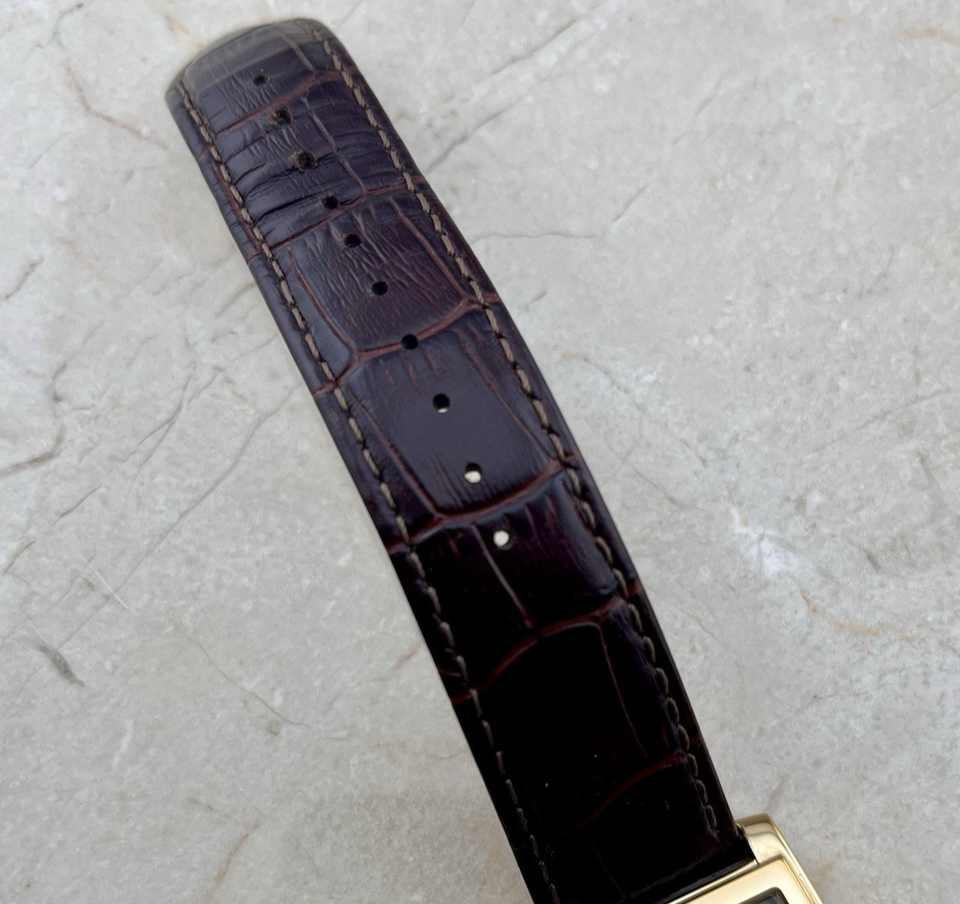 Seiko Solar Rectangular Gold Tone Tank Watch V115-0AC0 Leather Band ...