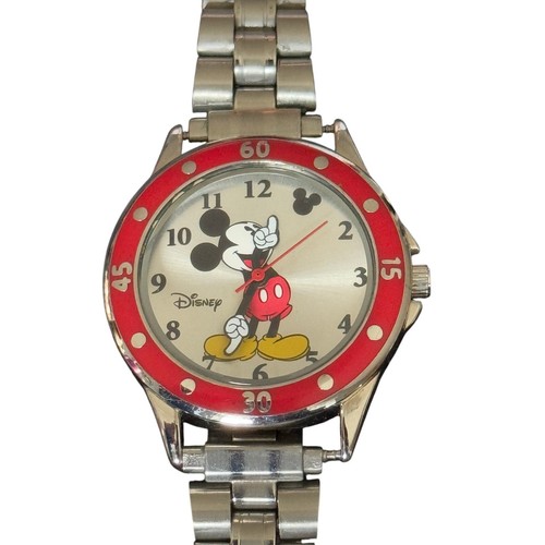 Disney Stainless Steel Accutime Watch Corp Red & Silver W/ extra ...