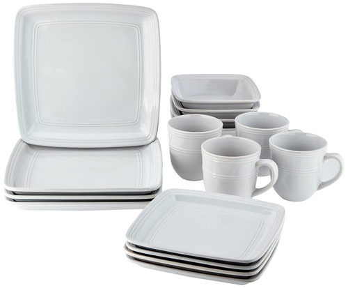Square Dinnerware Sets | White Kitchen Plates, Bowls, and Mugs | 16 ...