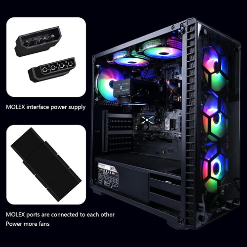 DS RGB Fans 120mm 6 Pack Case Cooling LED Fans for White PC Case CPU ...