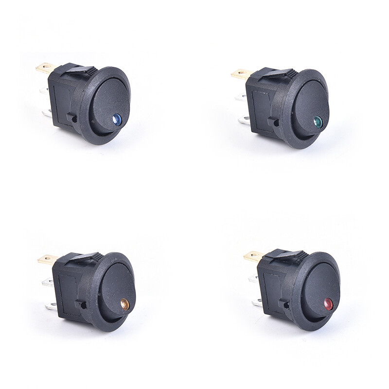 4Pcs 12V 20A Round Rocker Switch ON/Off LED Light Car Marine Boat Dot ...