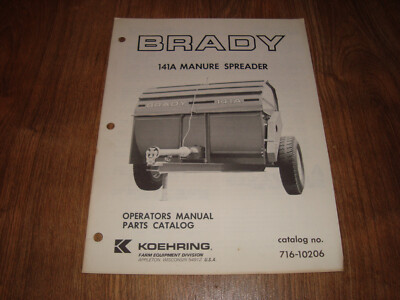 Koehring Brady Model 141A Manure Spreader Operators Manual Parts ...