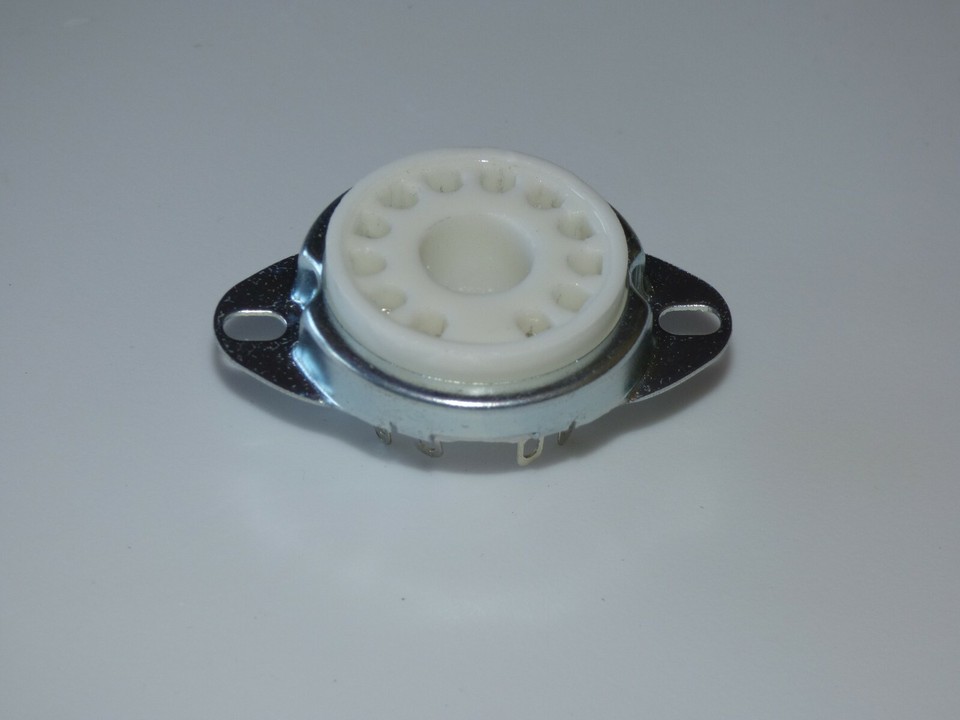 CERAMIC COMPACTRON 12 pin VACUUM TUBE SOCKET, TOP MOUNT, W/ hardware, 4 ...