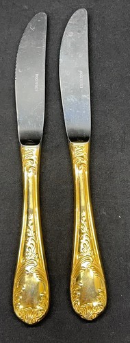 2 Rostfrei Solingen Germany 23/24K Gold Plated 18/10 Dinner Knives Set ...