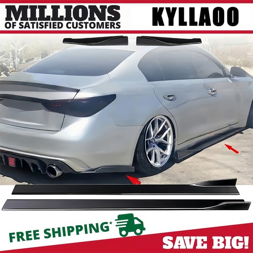 For INFINITI Q50 14-17 18-22 Side Skirts + Rear Side Splitter Lip Gloss ...