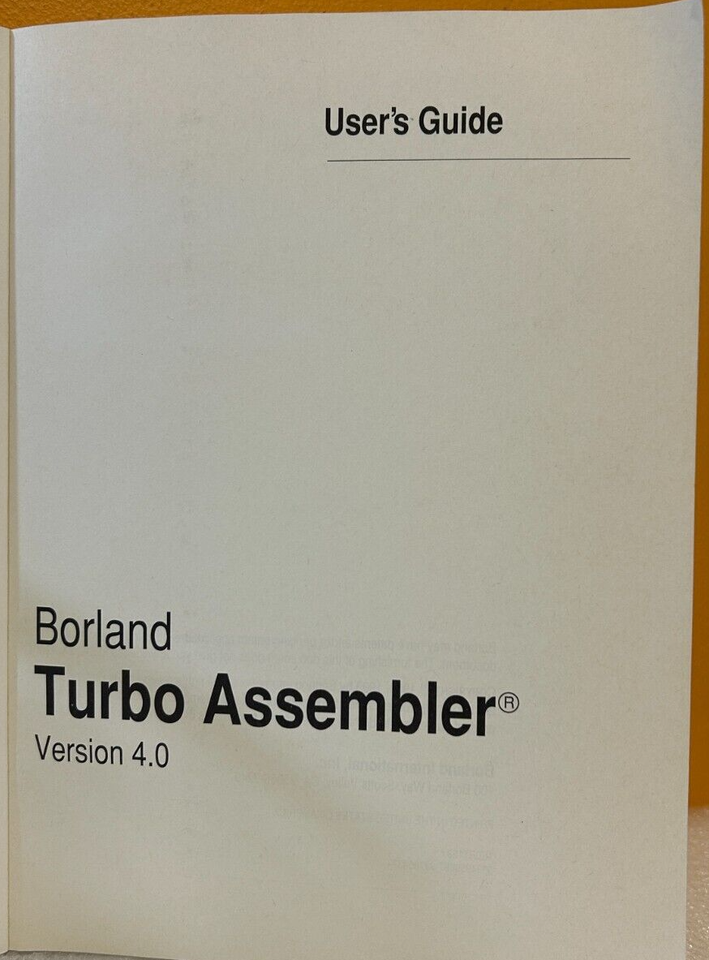 Borland 1988 Turbo Assembler Version 4.0 User's Guide Manual. | eBay
