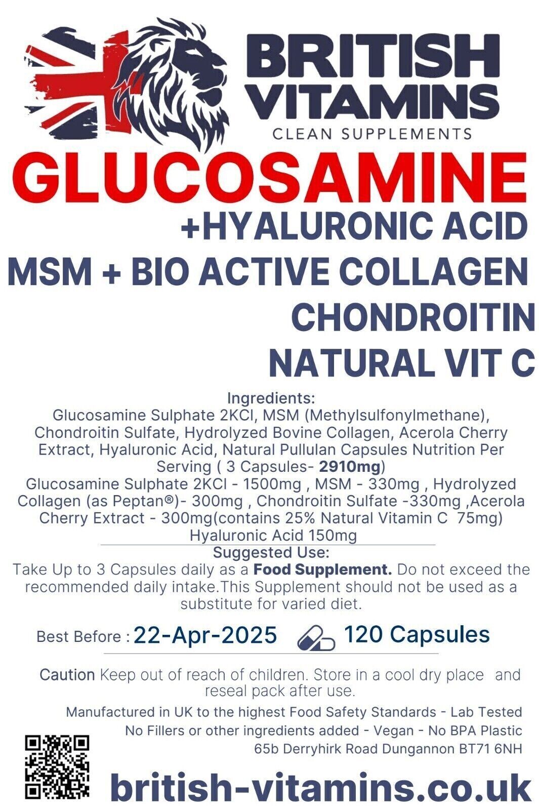 Glucosamine Hyaluronic Acid, MSM Collagen Peptan, Chondroitin Natural ...