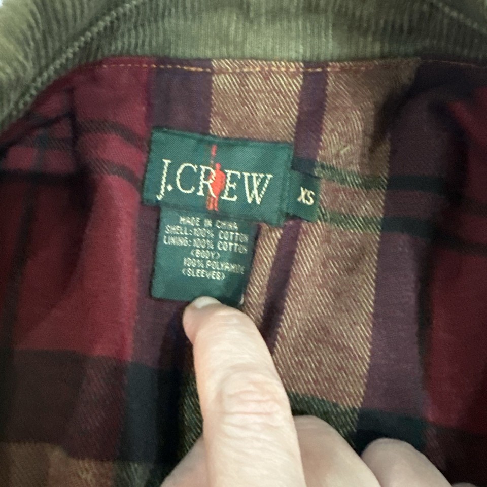 Vintage 90s J.Crew Mustard Barn Coat Chore Jacket Corduroy Collar Plaid ...
