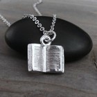 Silver Open Book Neckalce - Book Lover Charm - Book Club Gift ...