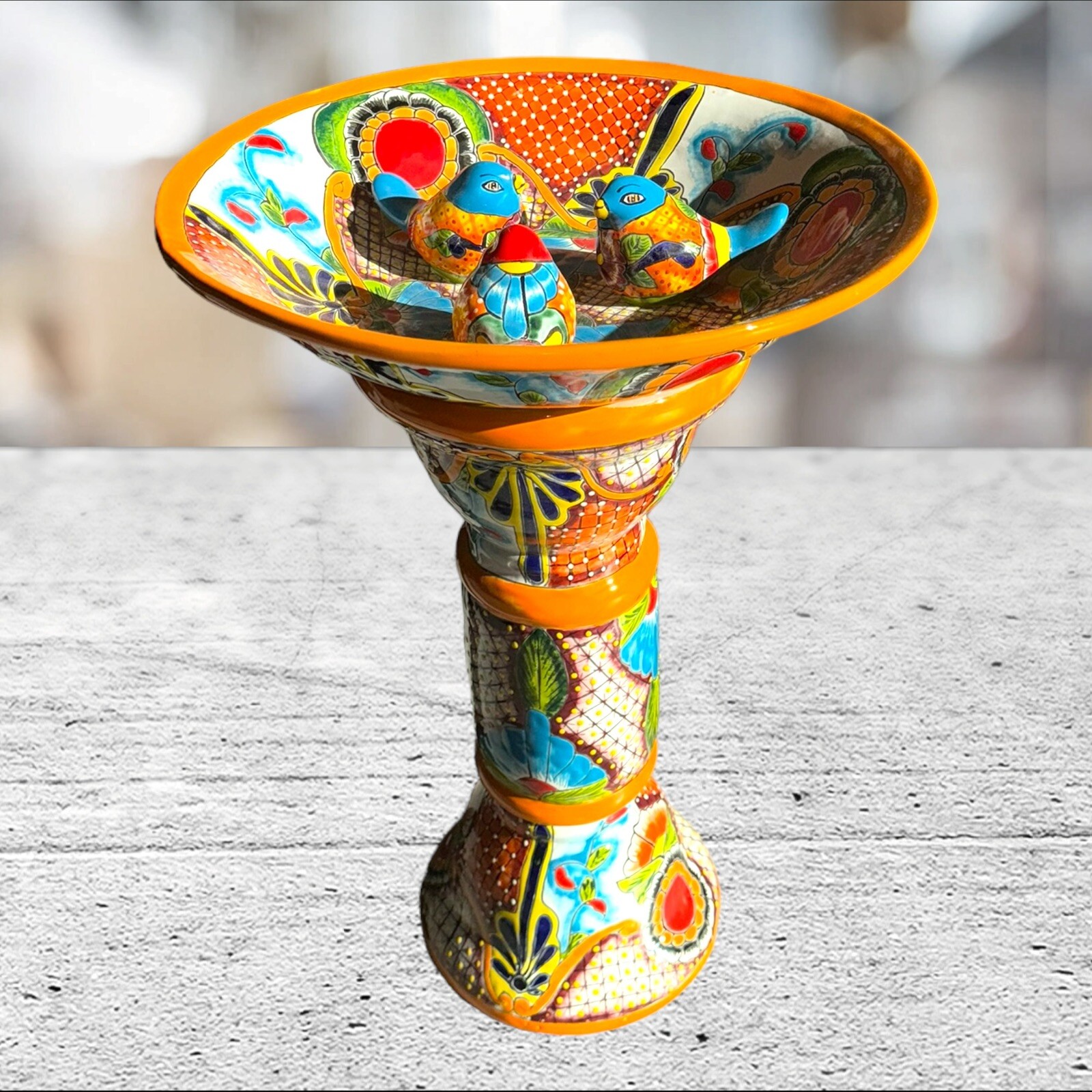 Handmade Talavera Bird Bath | Authentic Mexican Artwork (20” Diameter ...